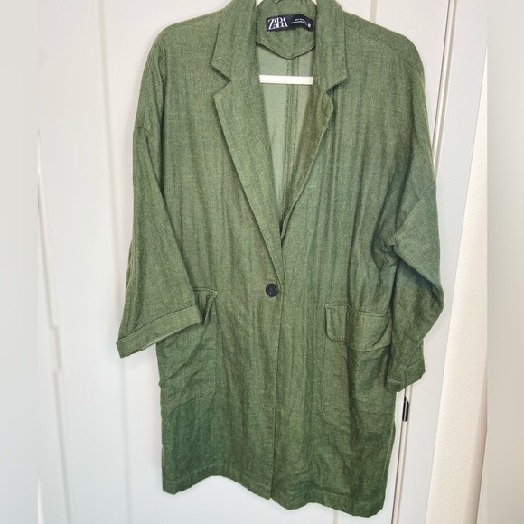 Zara | Jackets & Coats | Zara Linen Blend Long Jacket Like New | Poshmark